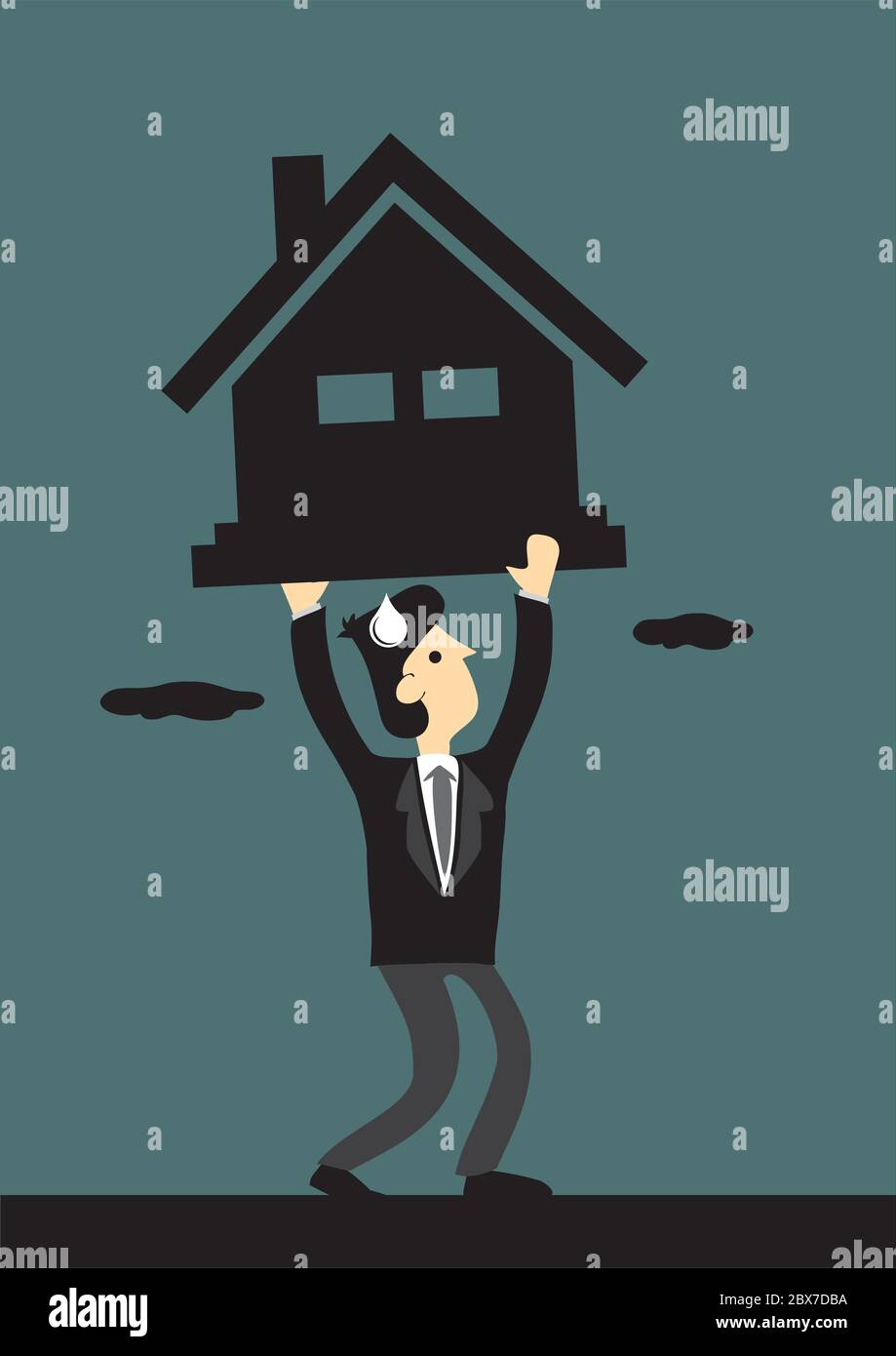 Vektor-Cartoon-Illustration von Business Executive kämpfen unter dem ...