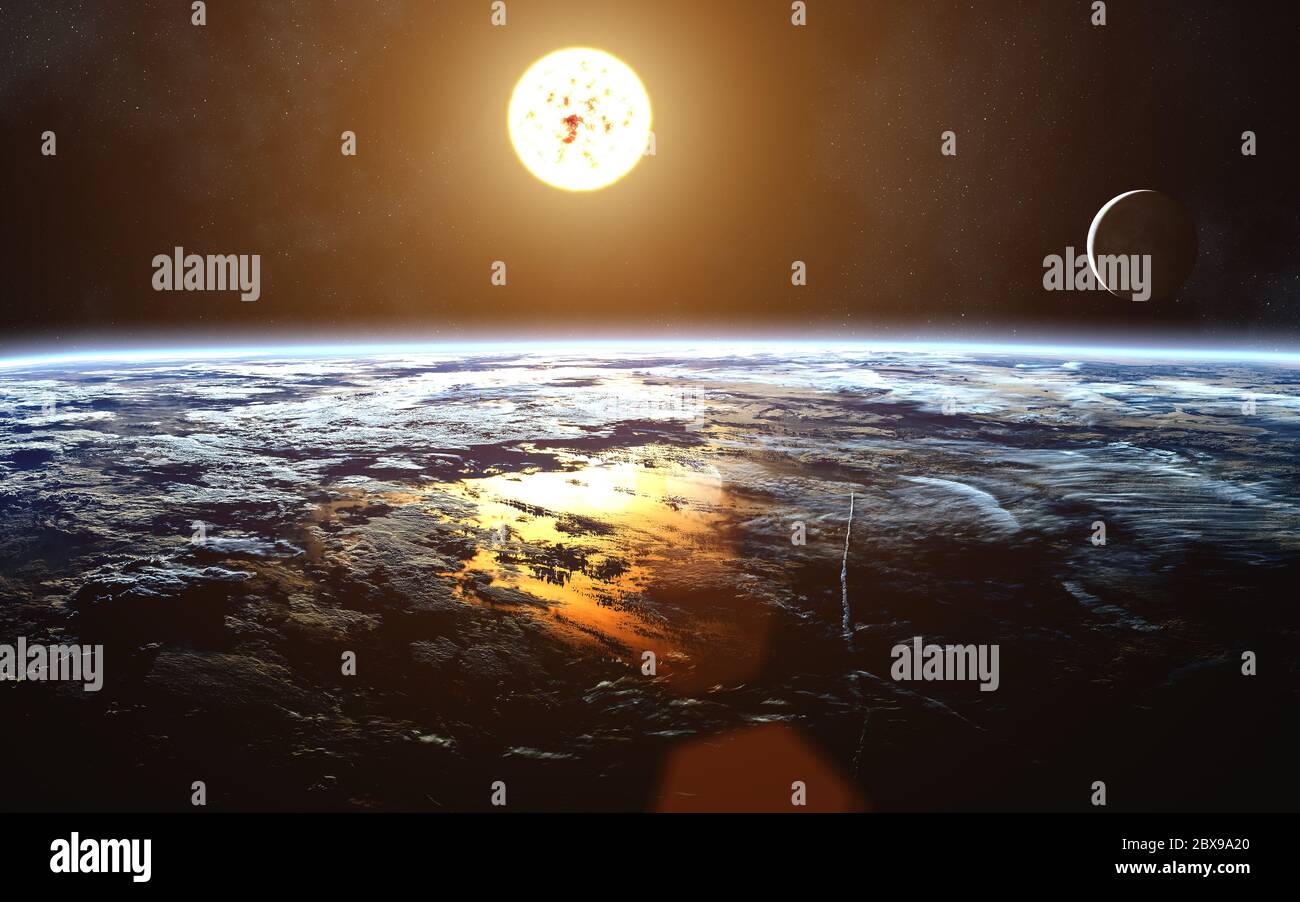 Kosmische Landschaft der Erde. Mond. Sonnensystem Stockfotografie - Alamy