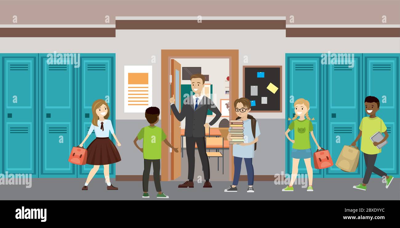 Girl cartoon teacher back school Stock-Vektorgrafiken kaufen - Alamy