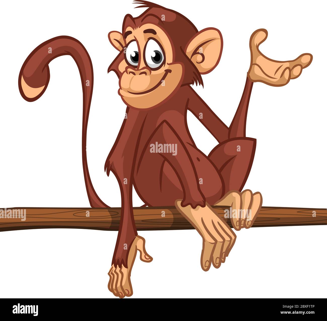 Cartoon Affe Schimpanse. Vektor-Illustration von glücklichen Affen ...