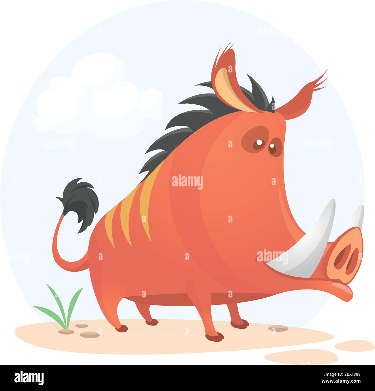 Wildschwein oder Wildschwein Cartoon. Vektorgrafik isoliert auf weiß ...