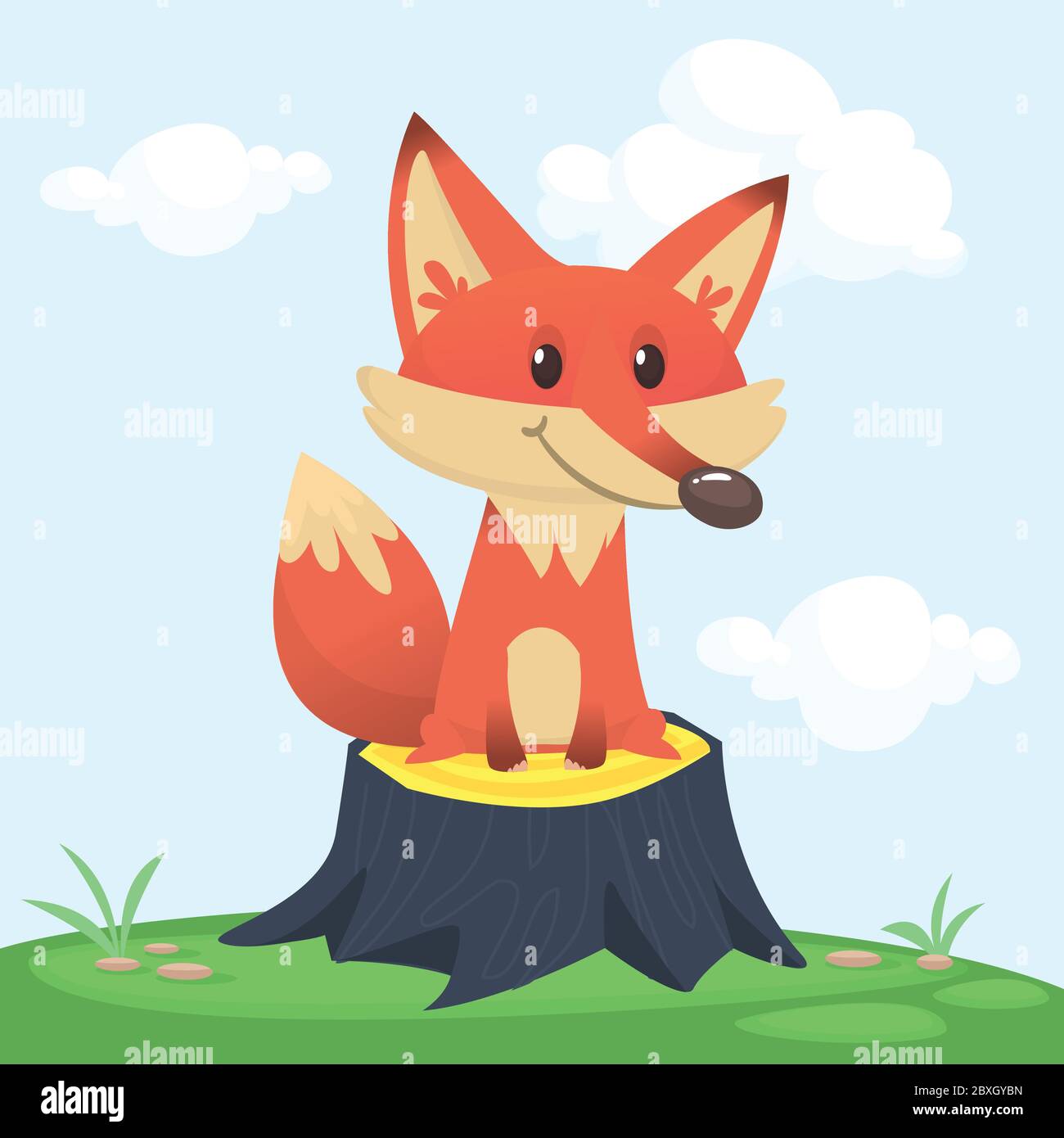 Lustige Cartoon Fuchs. Vektor-Illustration von Rotfuchs auf einem ...