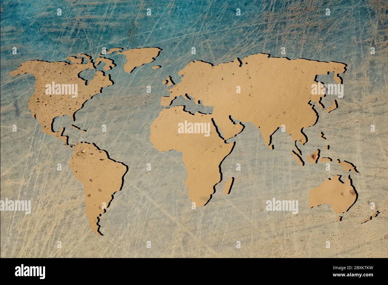 Grob umrissen Weltkarte mit weißem Hintergrund Stockfotografie - Alamy