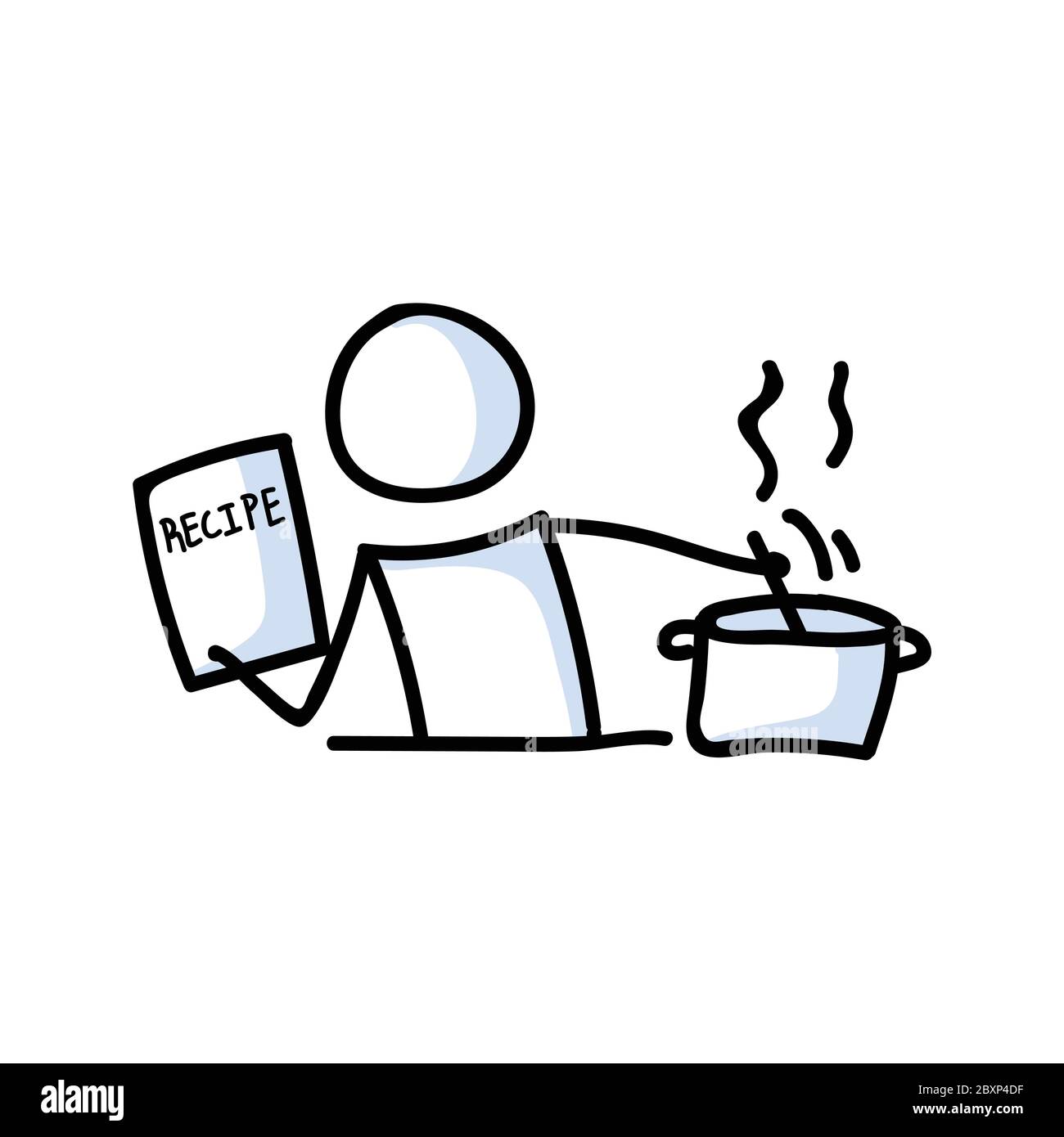 Niedlichen Stick Figur Kochen Rezept lineart Symbol. Piktogramm zur ...