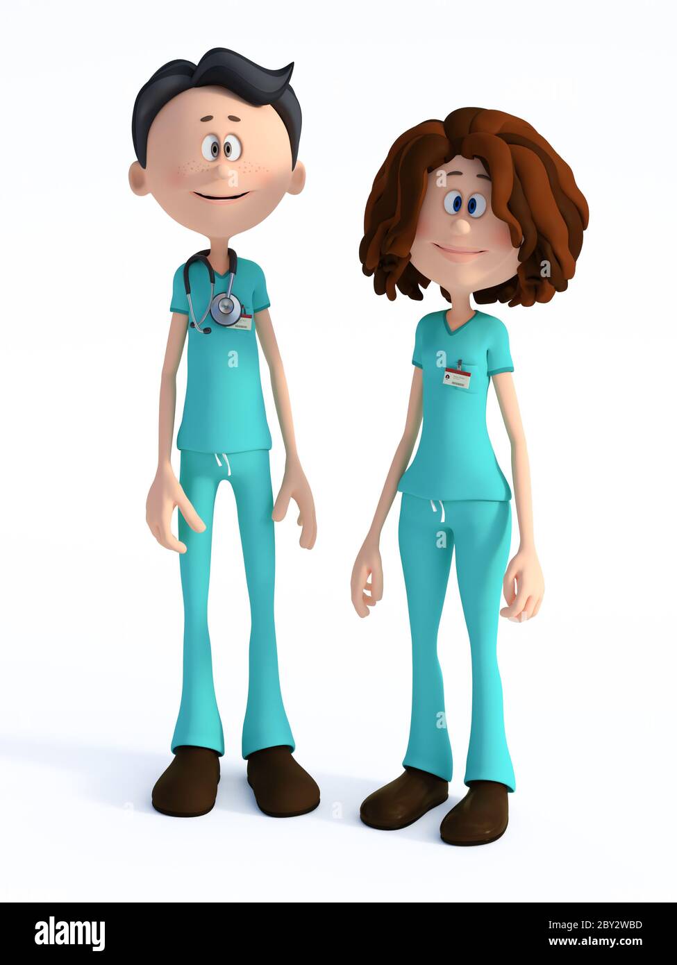 3D-Rendering eines jungen lächelnden freundlichen Cartoon Arzt trägt ...