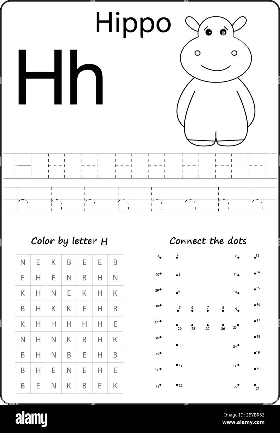 Buchstabe H. Buchstabe des Alphabets. Arbeitsblatt. Aufgabe für Kinder ...