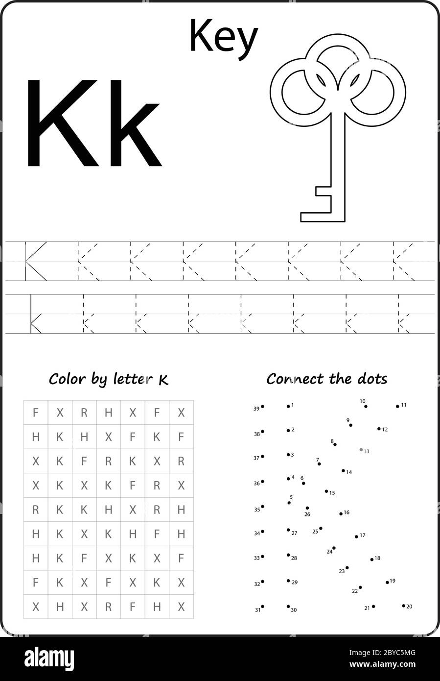 Buchstabe K. Buchstabe des Alphabets. Arbeitsblatt. Aufgabe für Kinder ...