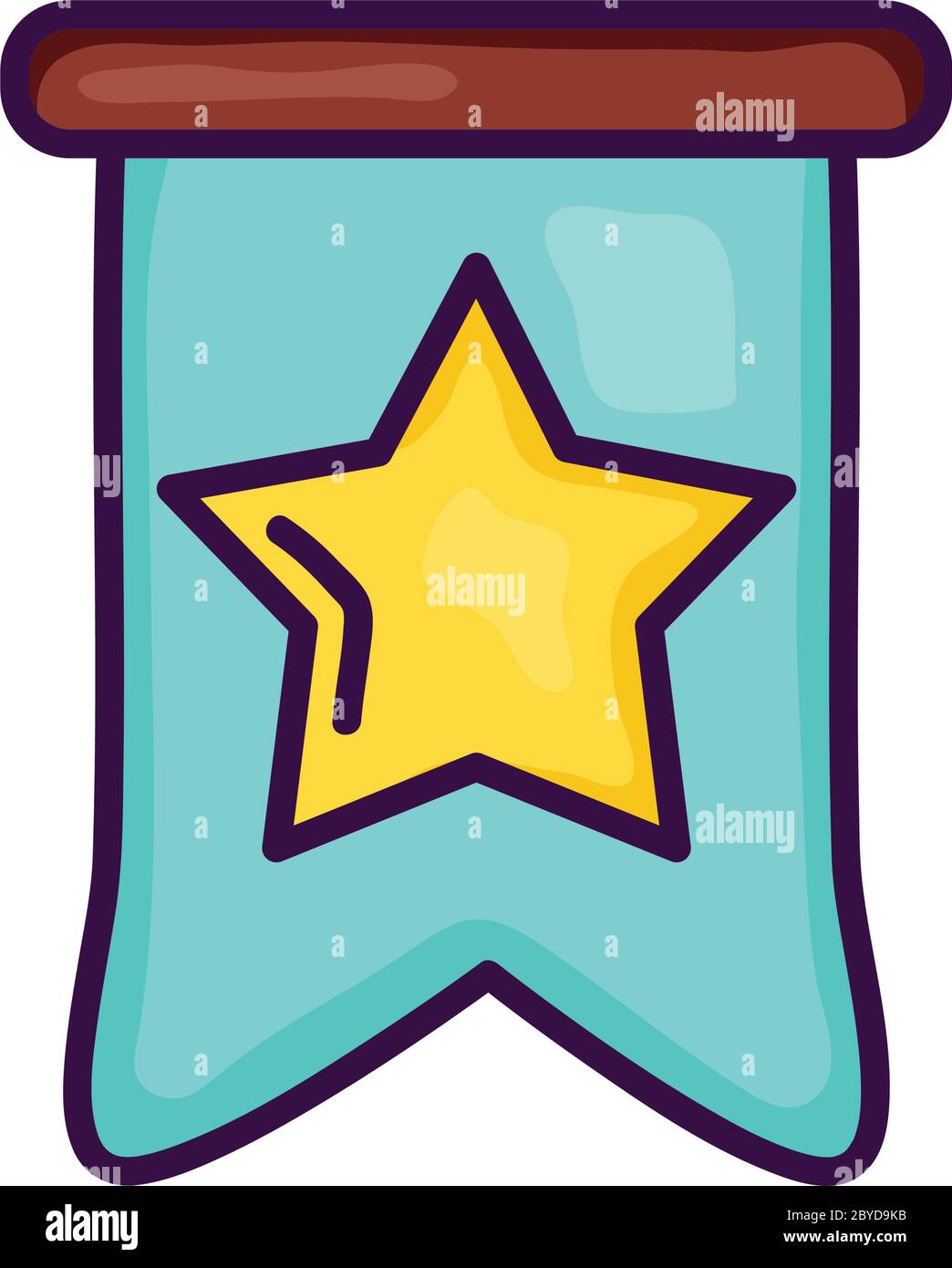 pennant mit Stern-Symbol auf weißem Hintergrund, Linienfarbe Stil ...