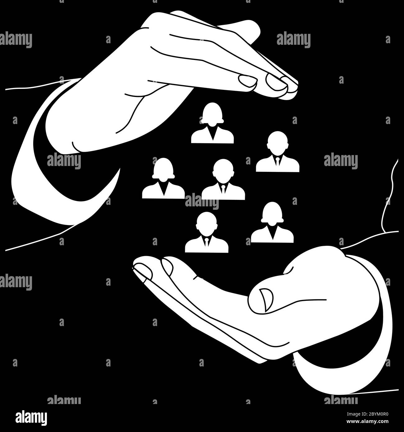 Icon Logo von zwei Händen halten Mitarbeiter der Organisation ...