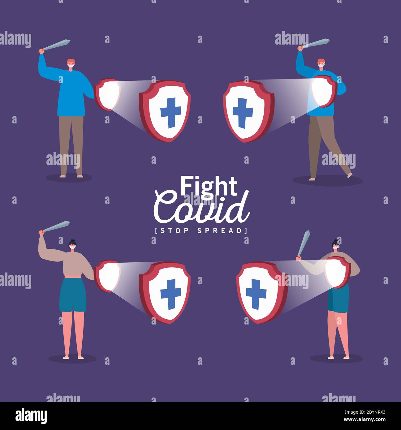 Menschen mit Masken Schilde mit Kreuz und Schwerter Design von Kampf ...
