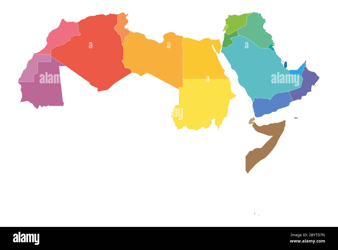 Arabische Welt Staaten politische Karte mit bunt erhellten 22 ...