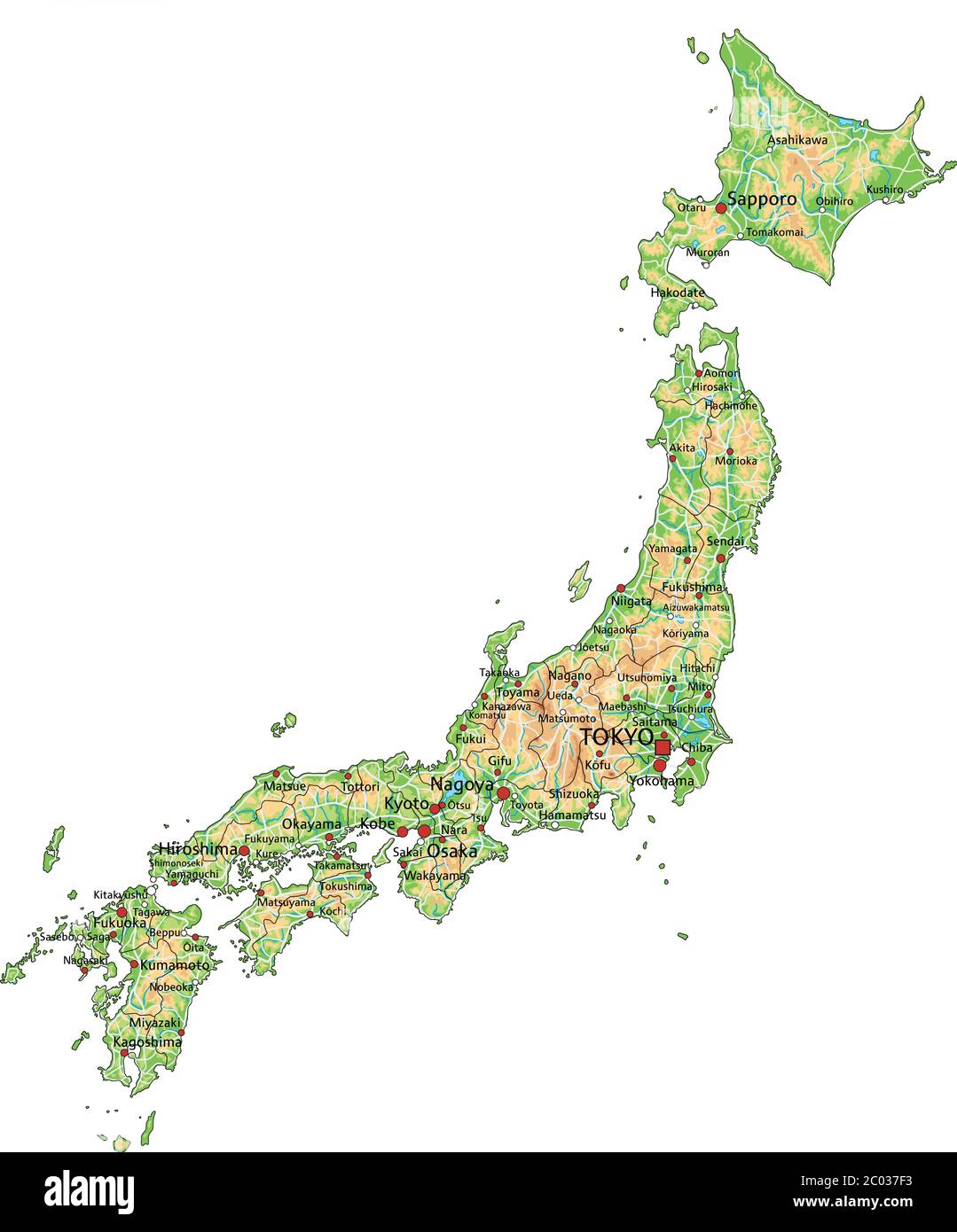 Japan relief map Stock-Vektorgrafiken kaufen - Alamy
