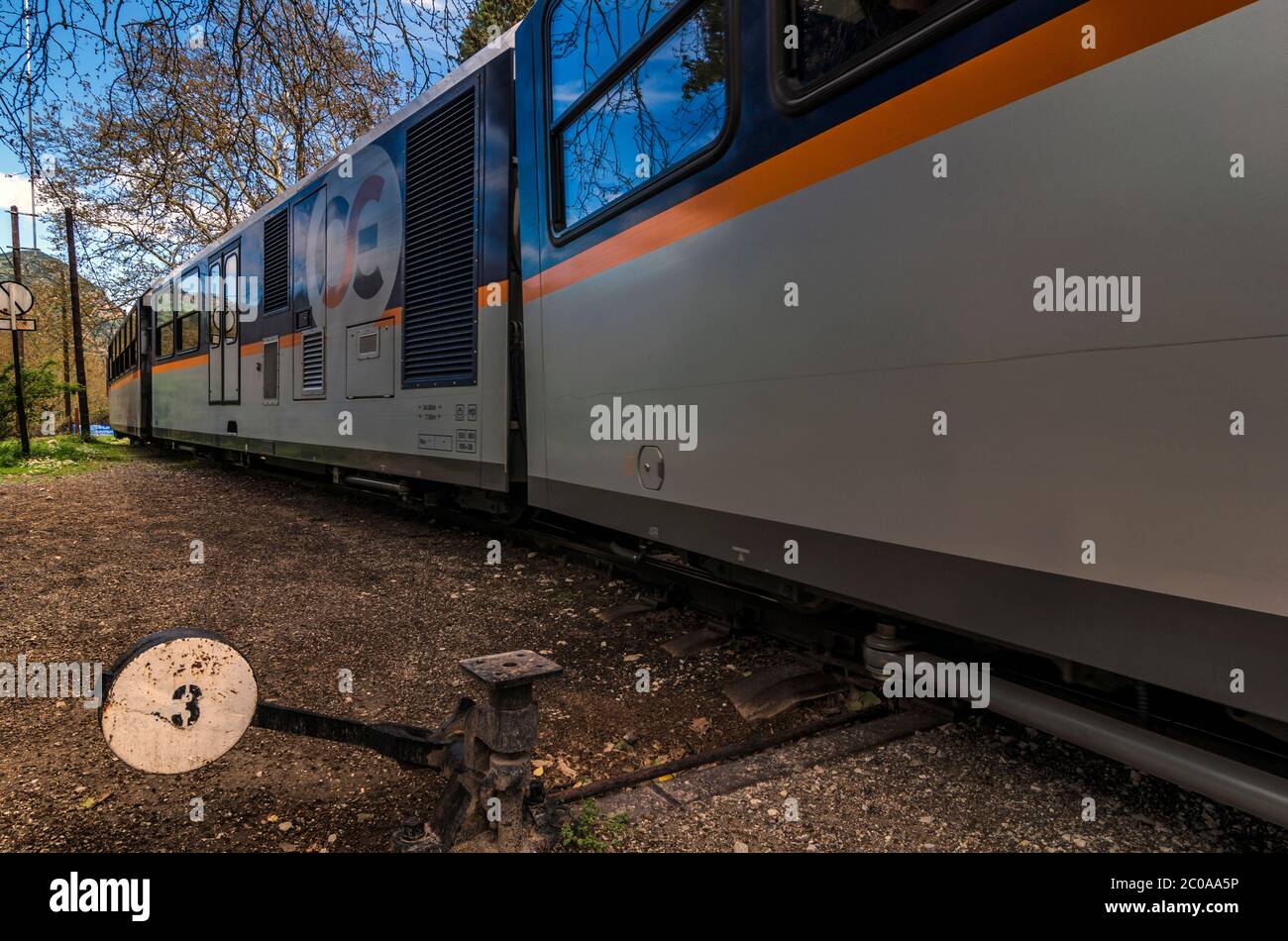 Zachlorou, Peloponnes / Griechenland die Zahnradbahn "Odontotos ...