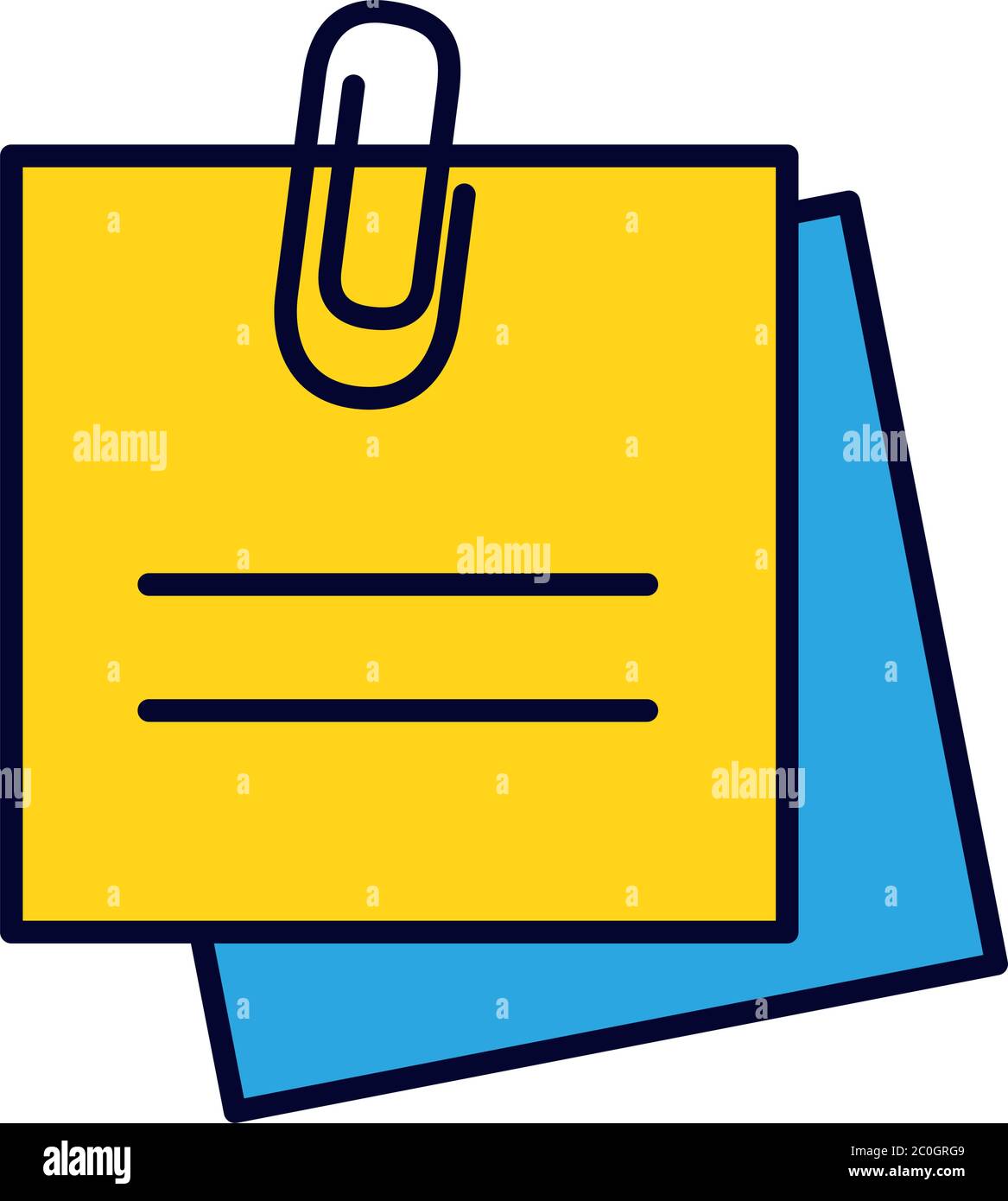 Clips mit Notizen Symbol auf weißem Hintergrund, Linie und Füllung Stil ...