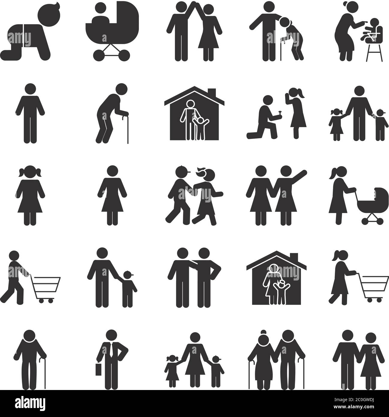 Piktogramm Menschen und Familie Symbol auf weißem Hintergrund gesetzt ...