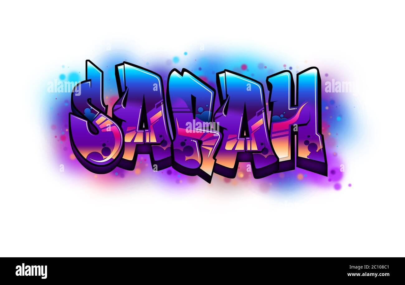 Sarah Name Text Graffiti Wortdesign Stockfotografie - Alamy