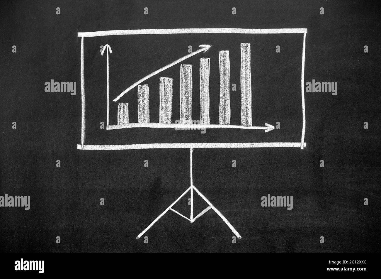Leinwand auf die Tafel gezeichnet. Das Display zeigt die wachsende Grafik Stockfotografie - Alamy