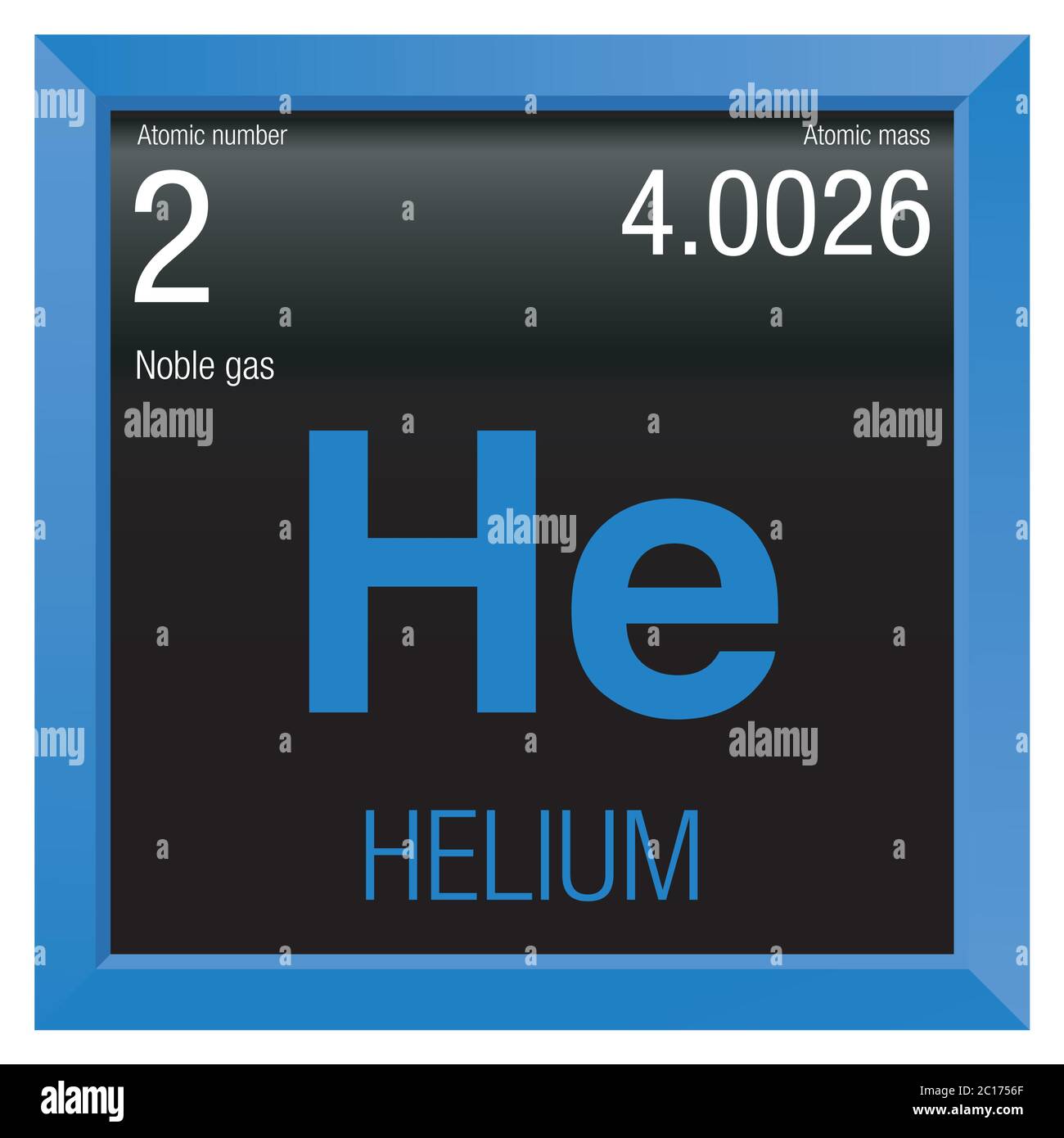 Helium-Symbol. Element Nummer 2 des Periodensystems der Elemente ...