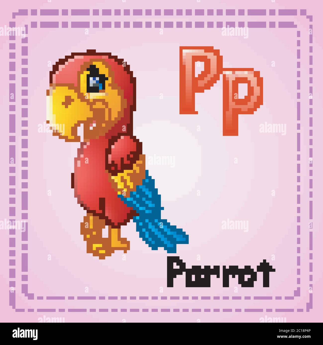 Tiere Alphabet: P ist für Papagei Stock-Vektorgrafik - Alamy