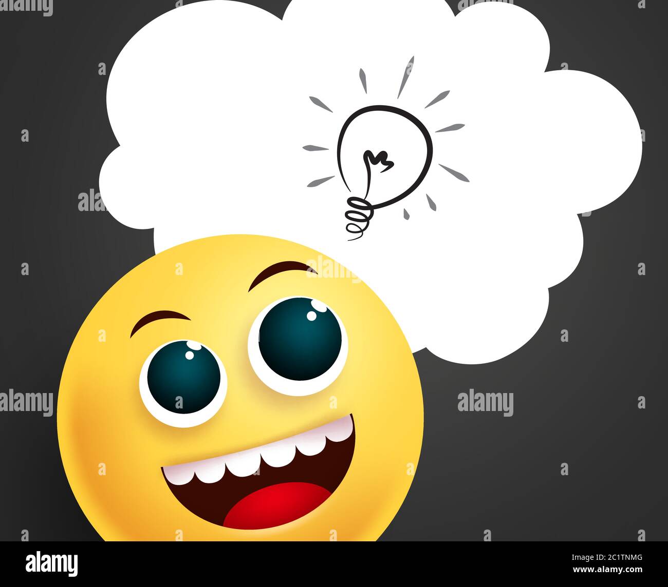 Emoji Denken Idee Vektor Vorlage. Smiley Emoji Denken helle Ideen in ...