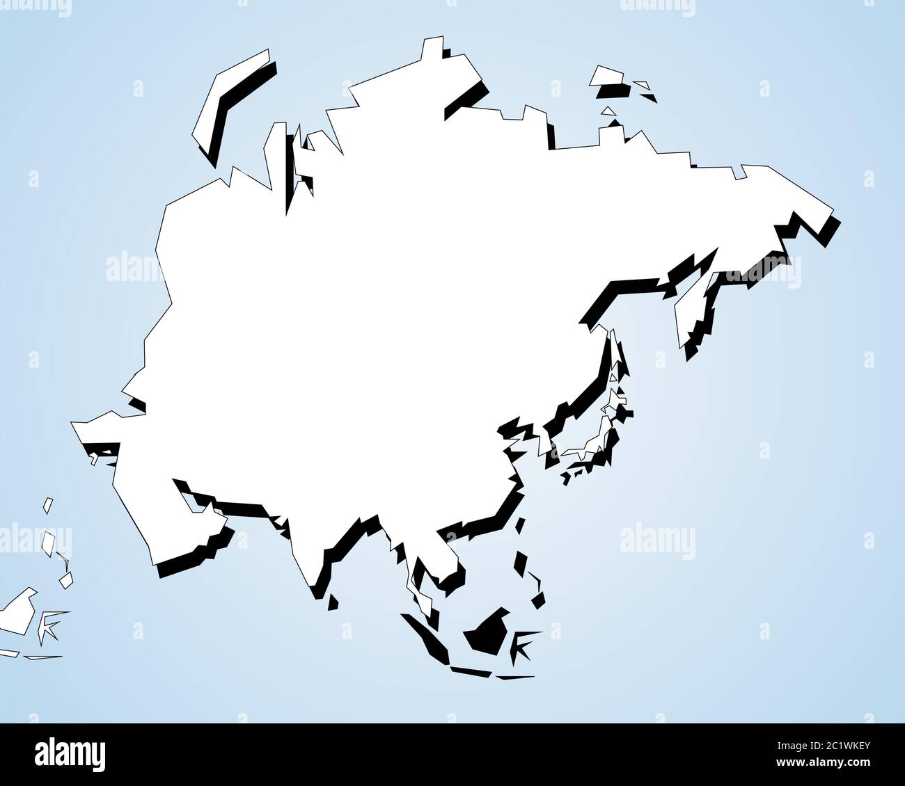Asien-Kartenumriss - Kontinent Form scharf polygonale geometrische Stil ...