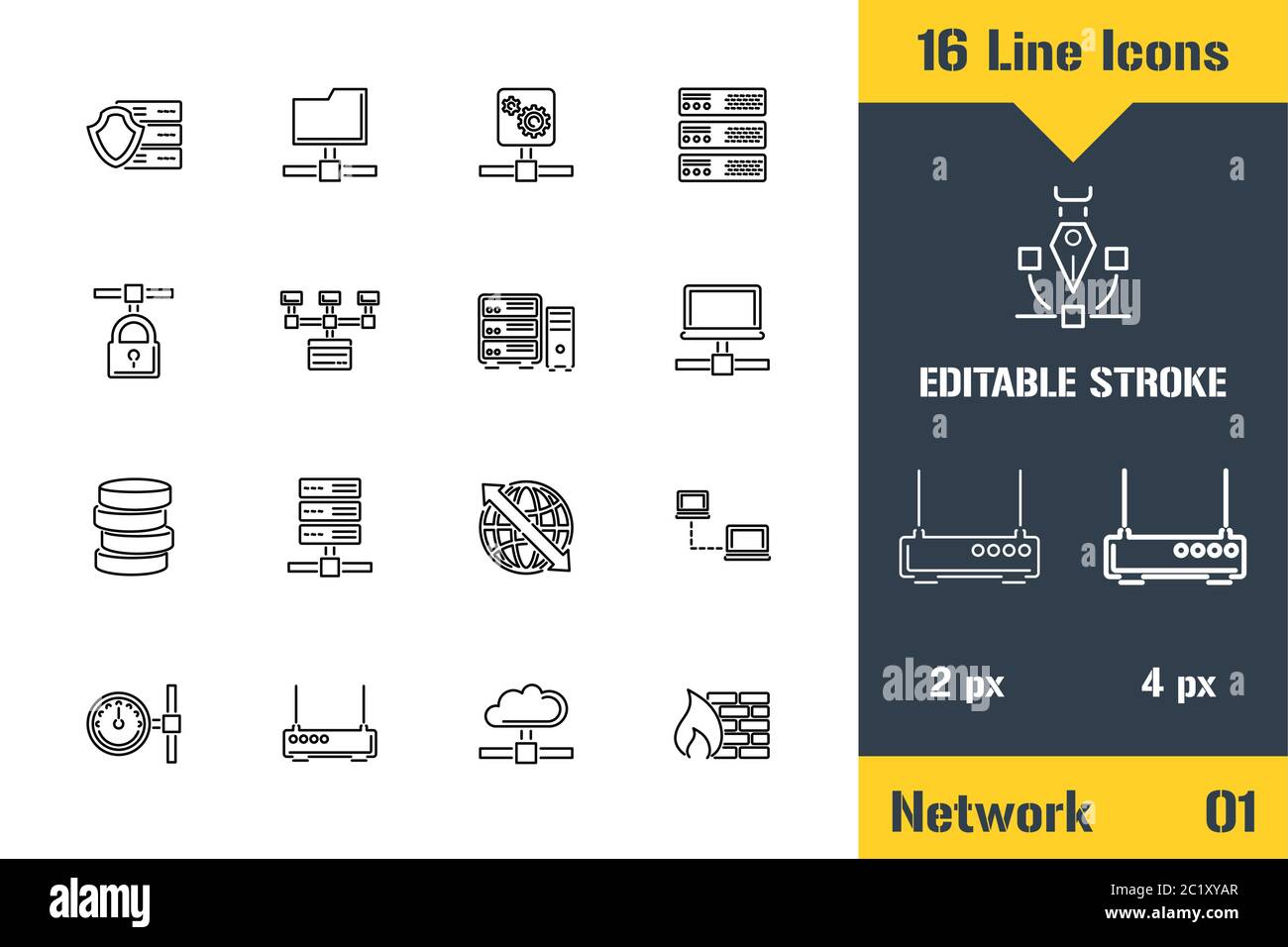 Netzwerk, Hostserver Symbole gesetzt. Symbol für dünne Linien ...
