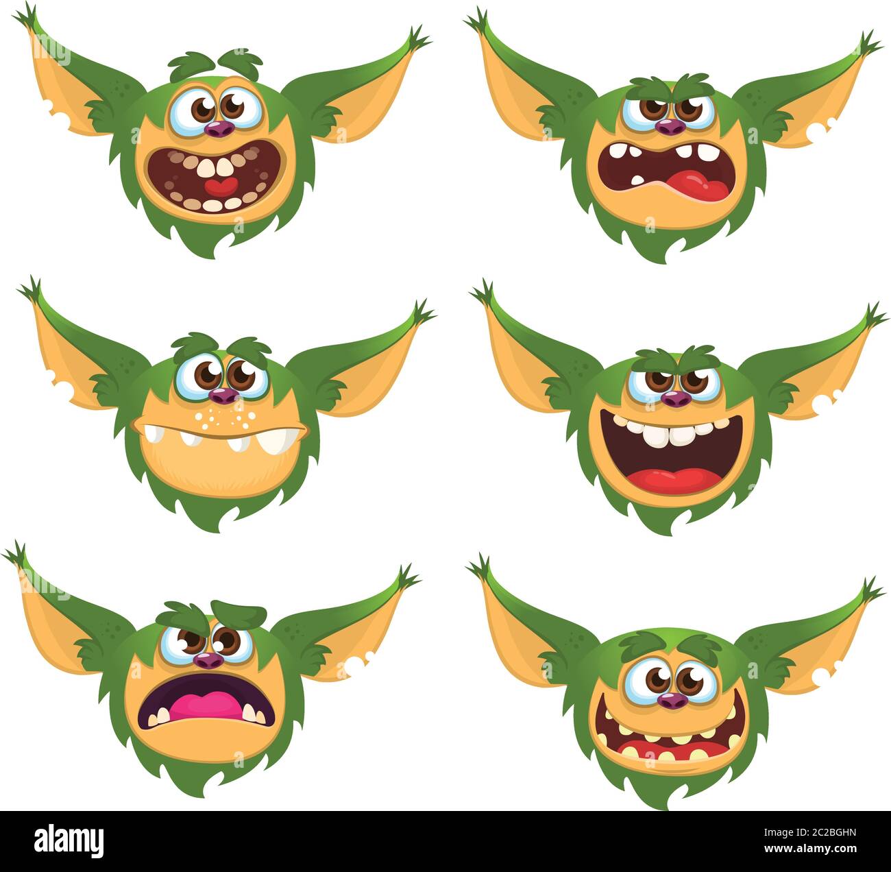 Cartoon lustige Monster gesetzt. Vektor-Illustration von Monster Facecs ...