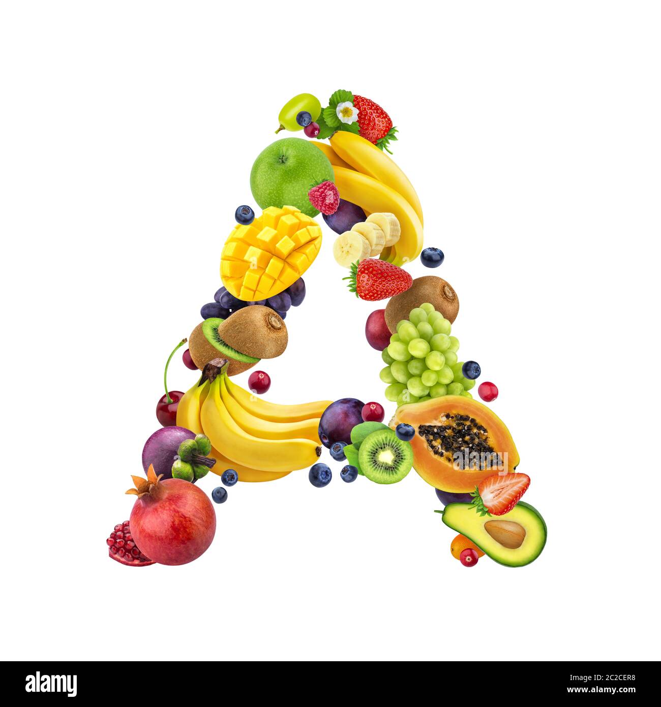 Buchstabe A aus verschiedenen Früchten und Beeren, Obst Alphabet auf ...