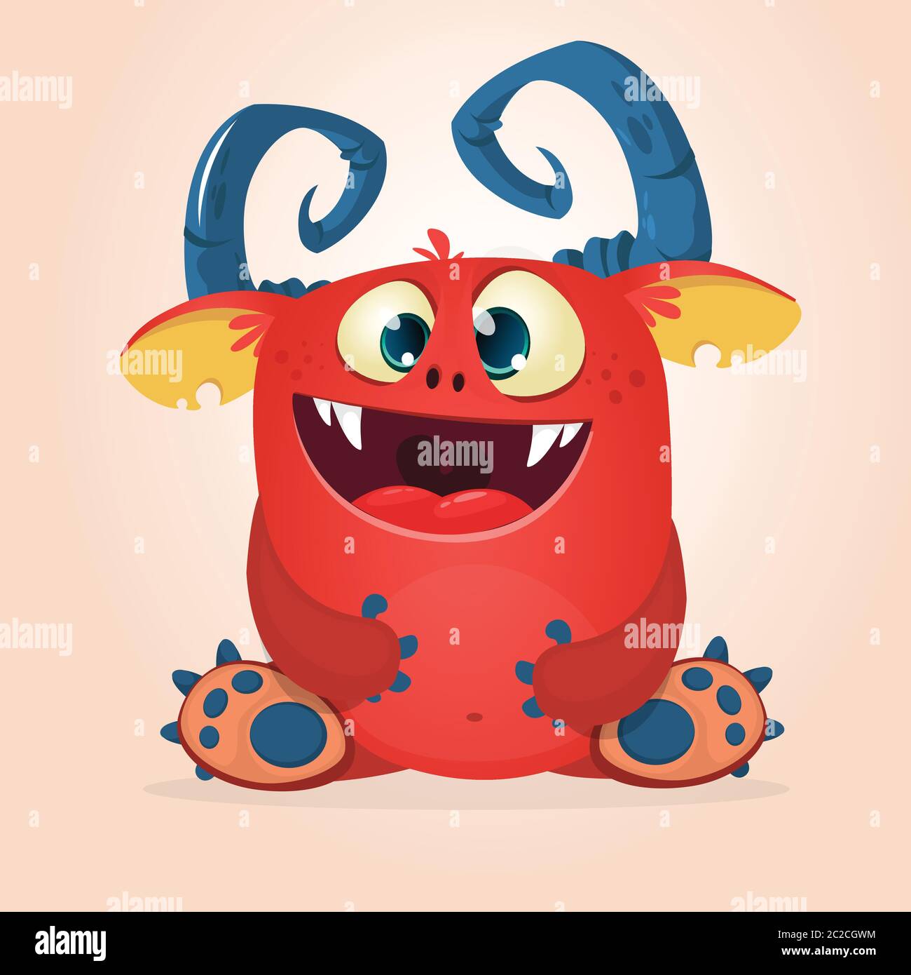 Rotes Monster Clipart Lustige Rote Monster Im Cartoonstil