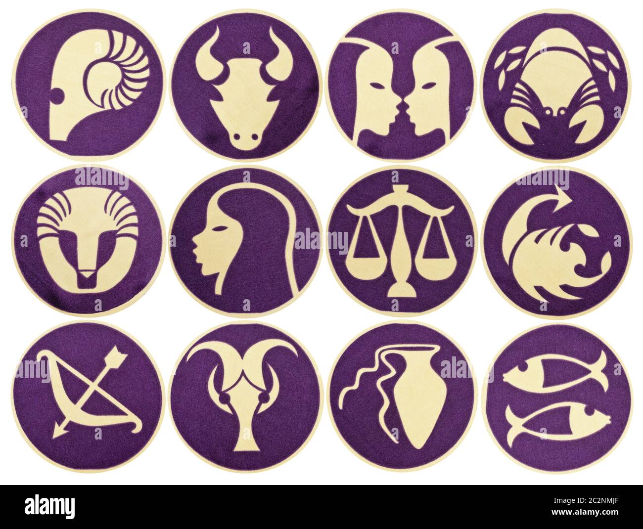 Satz von Tierkreis-Symbolen. Isoliert auf weiss Stockfotografie - Alamy