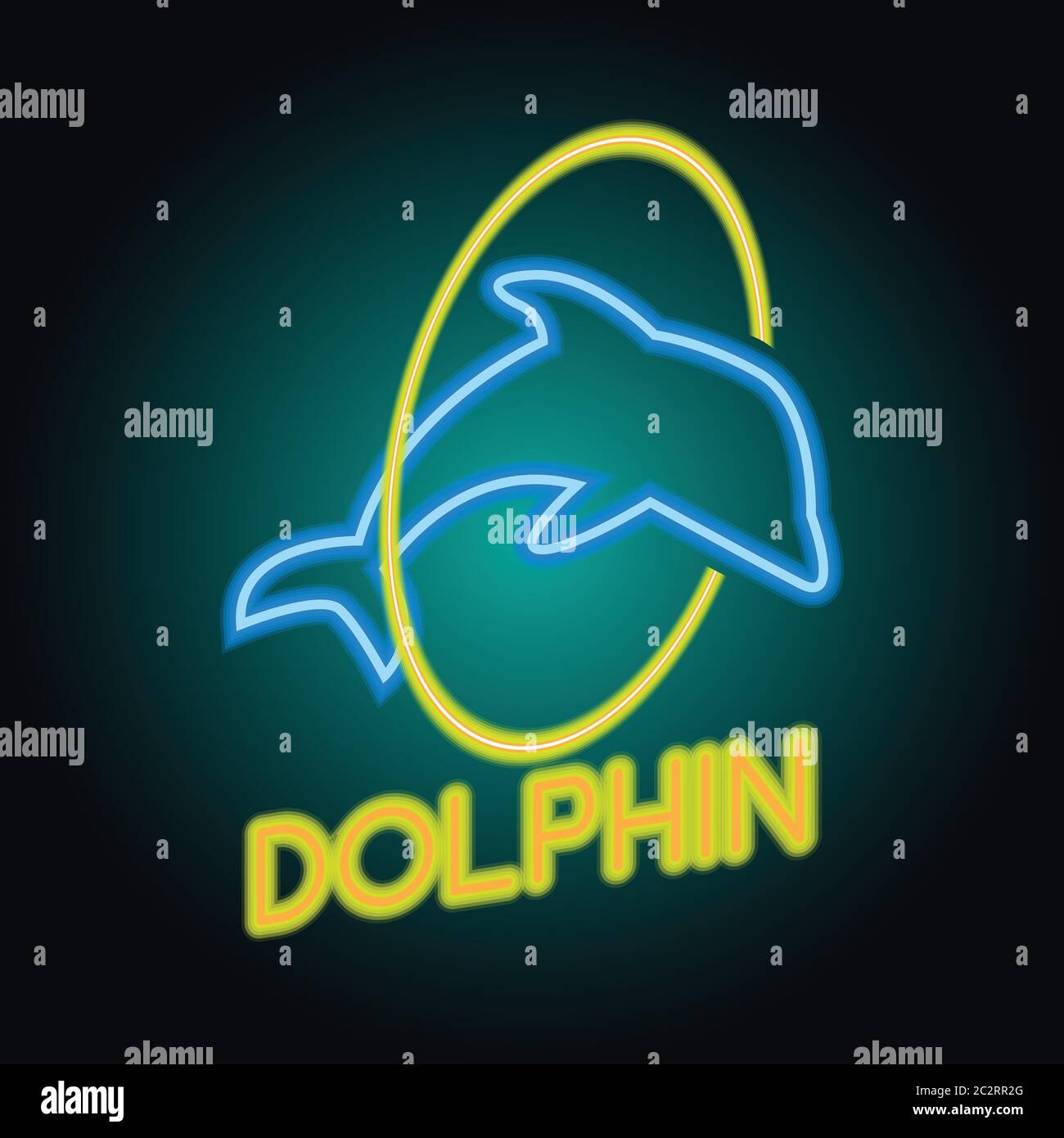 Delphin-Logo mit Neon-Zeichen-Effekt. vektor-Illustration Stock ...