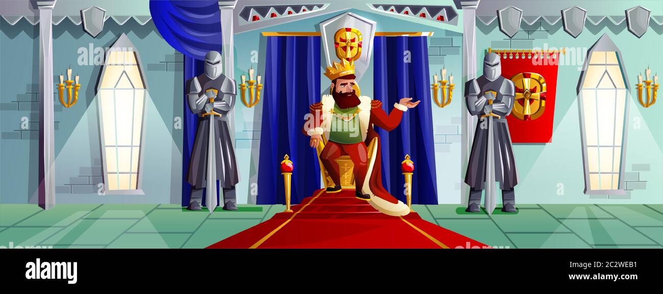 Burg Zimmer Vektor Cartoon Illustration. Ballsaal Innenraum in ...