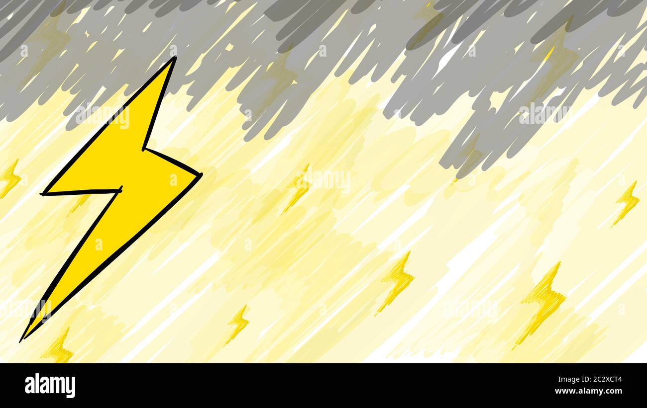 Hintergrund Blitz Cartoon Skizze Zeichnung Stil mit Wolken weißen ...