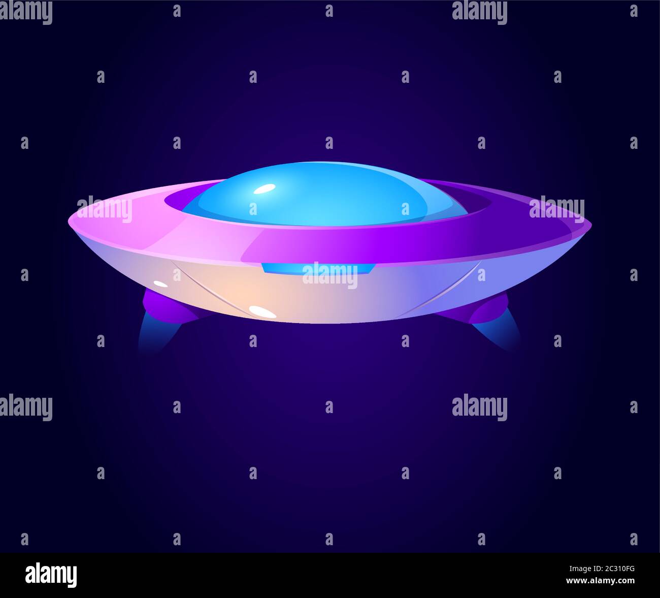Alien Raumschiff, ufo im Kosmos. Vektor-Cartoon-Illustration der ...
