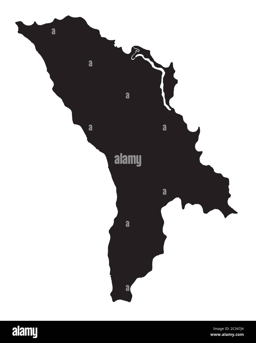 Eine isolierte silhouette Übersichtskarte des Landes der Republik ...