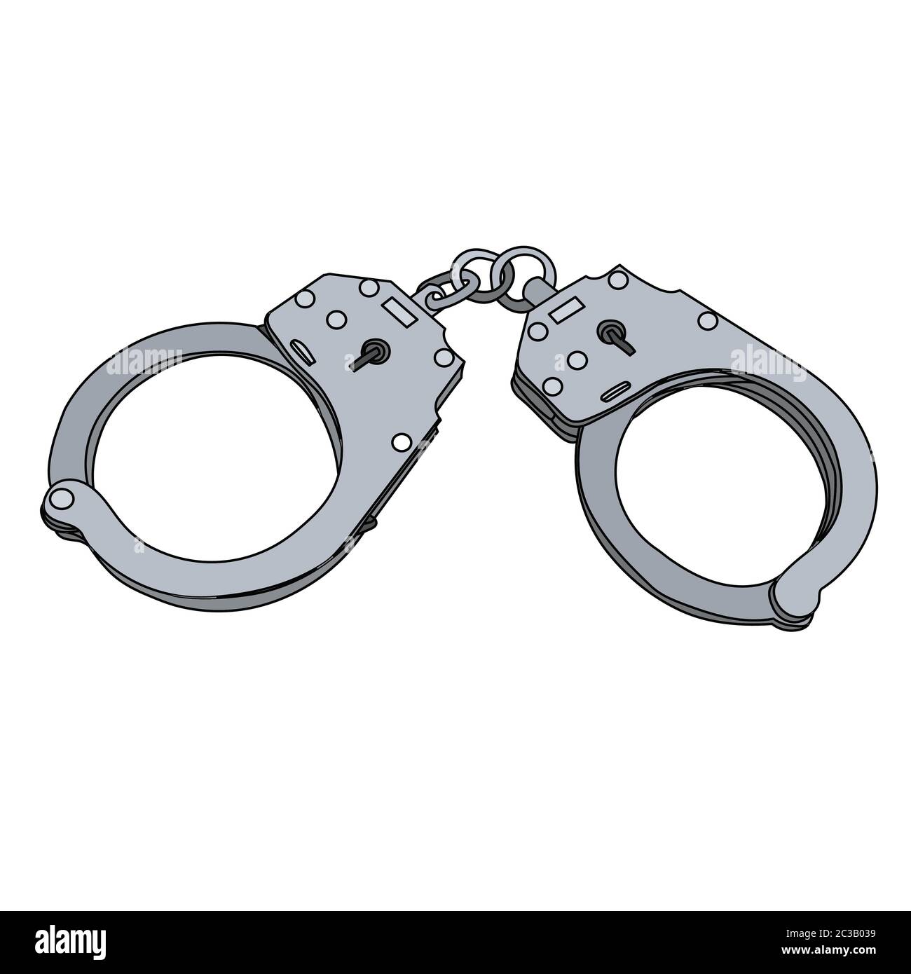 vektor, auf weißem Hintergrund, graue Handschellen, Symbol Stock ...