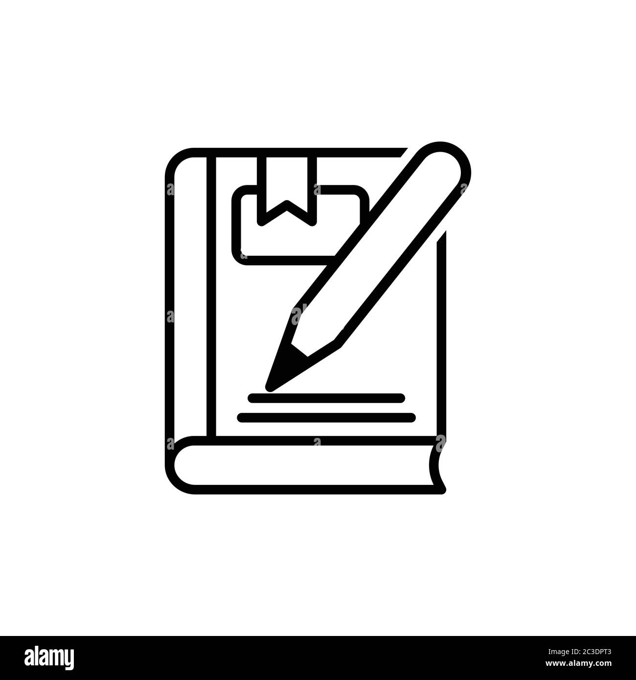 Symbole schreiben, Buchlinie und Bleistift-Symbole. Design-Vorlage ...