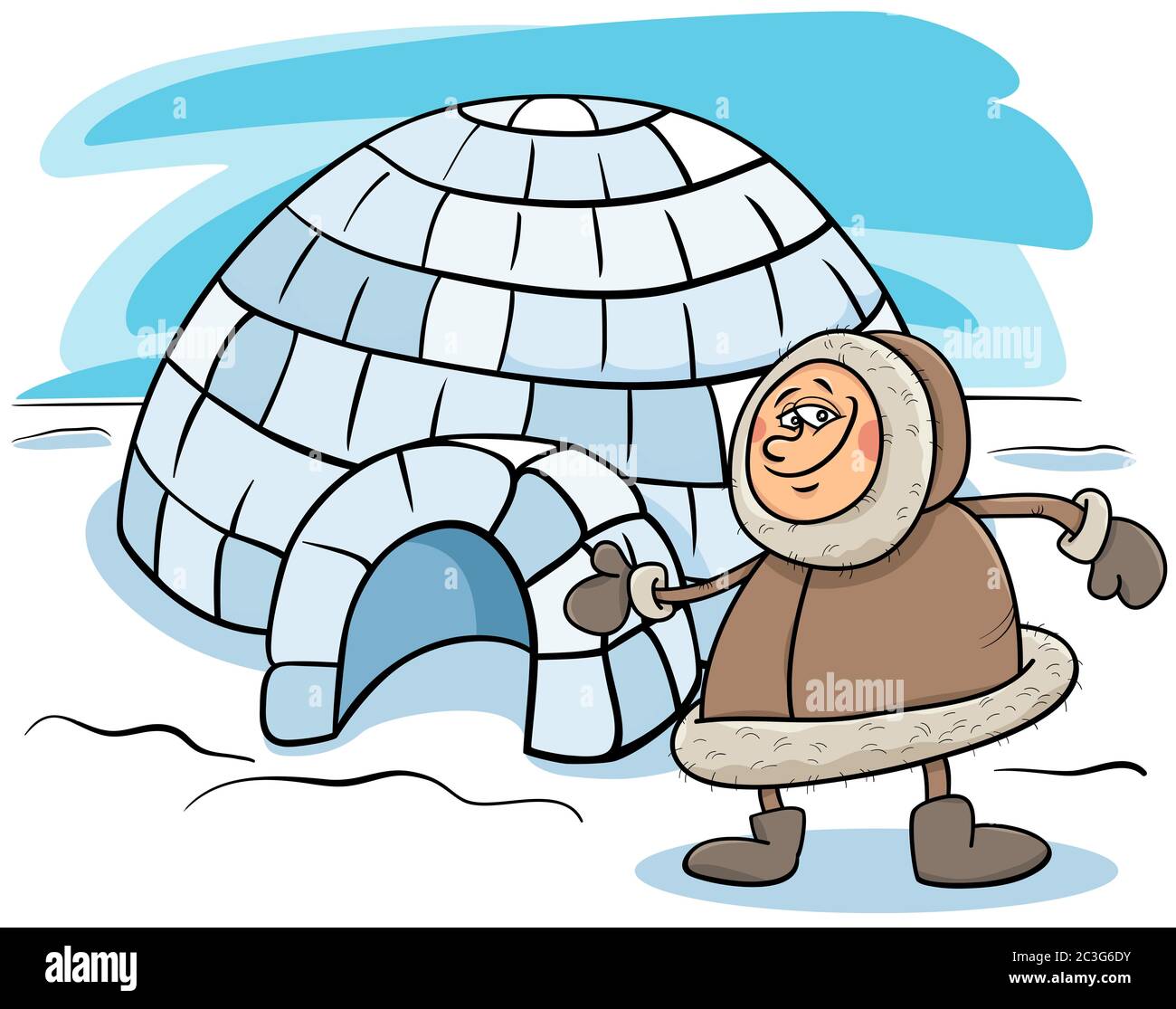 eskimo mit Iglu Cartoon Illustration Stockfotografie - Alamy