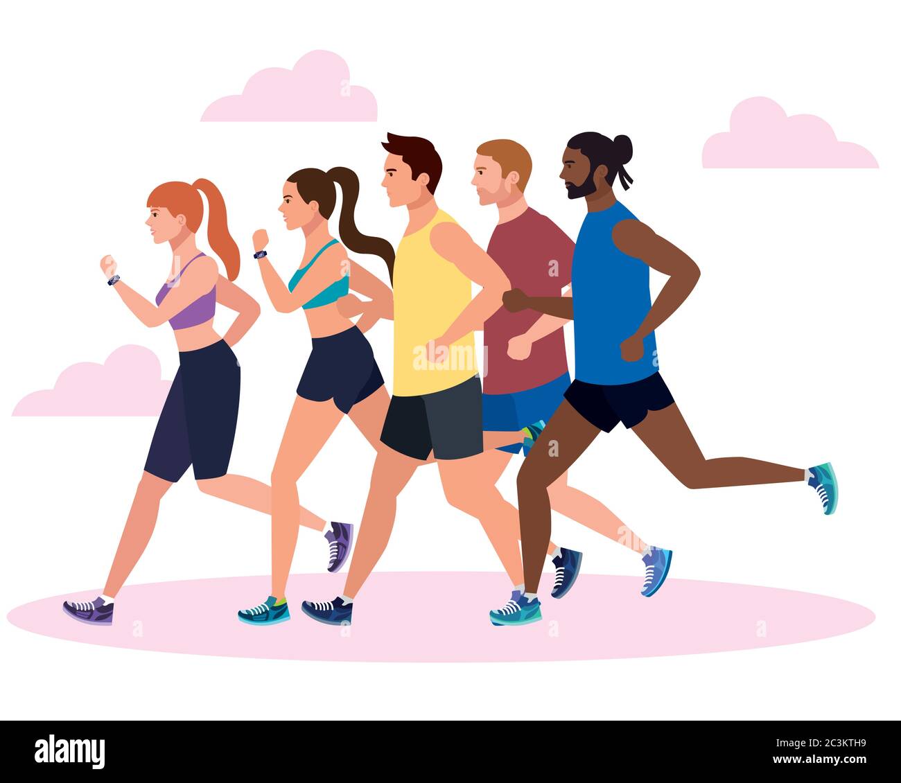Running Marathon People Group Vector Stockfotos und -bilder Kaufen - Alamy