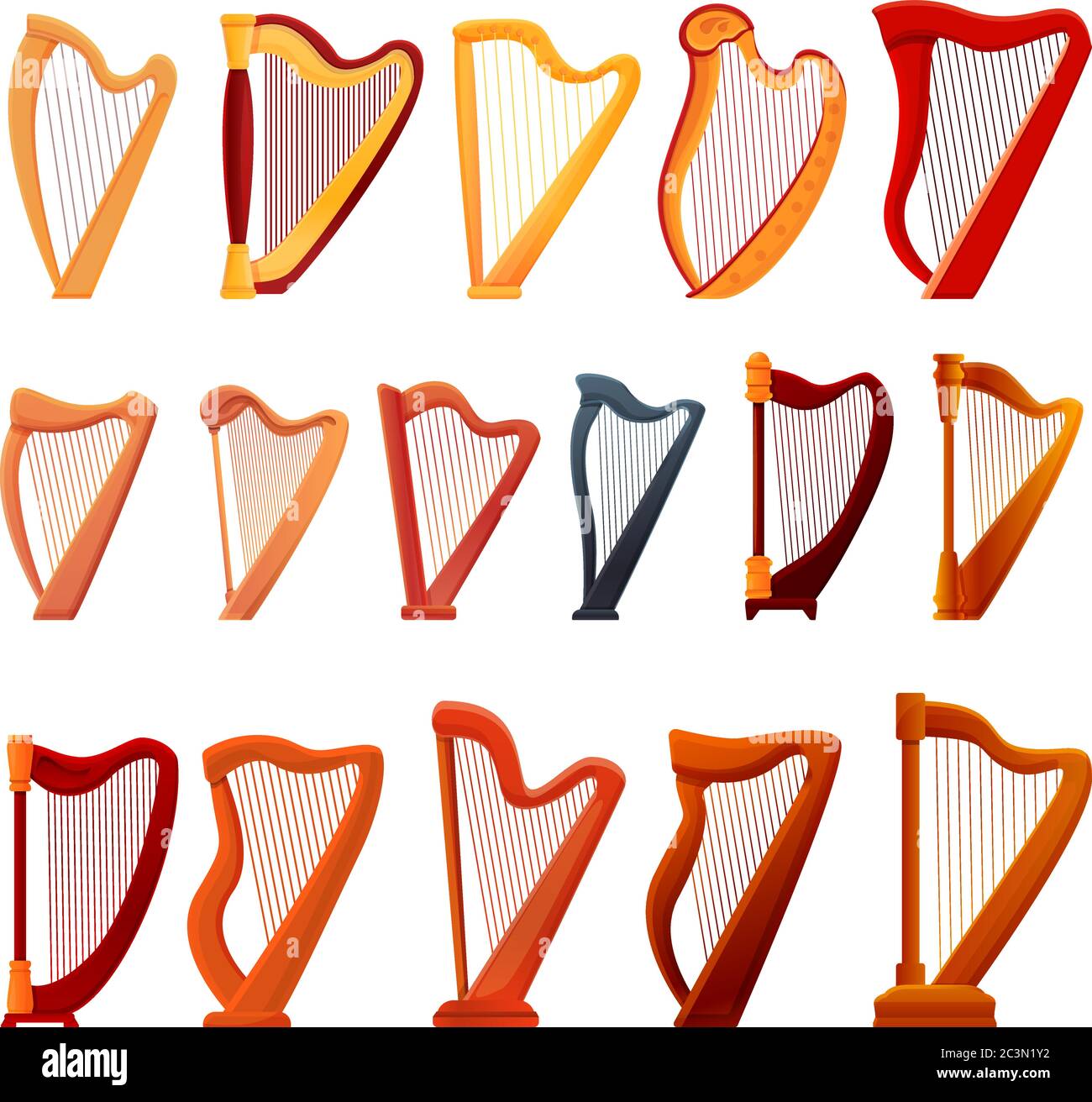 Harp-Symbole eingestellt. Cartoon Satz von Harfe Vektor-Symbole für Web ...