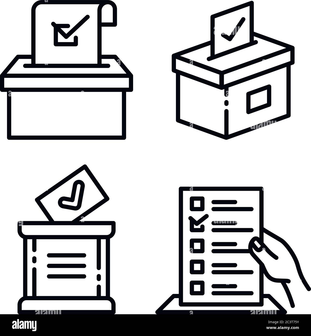 Wahlgang Symbole gesetzt. Umrisse der Stimmzettel Vector Icons für Web ...