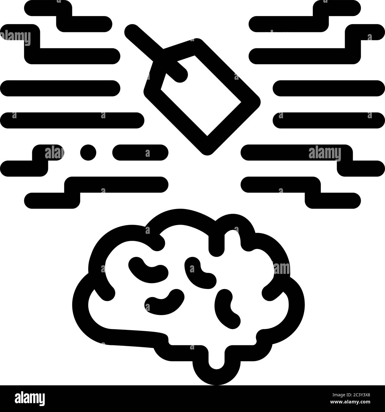 Neuromarketing Label und Gehirn Symbol Vektor skizzieren Illustration ...
