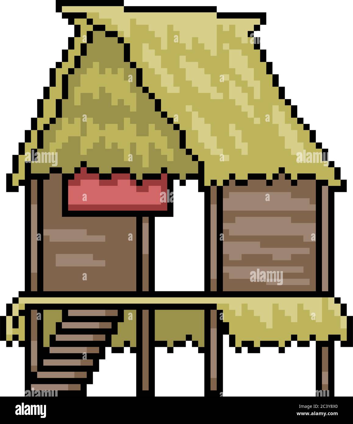 vektor Pixel Art isoliert Holzhütte Stock-Vektorgrafik - Alamy