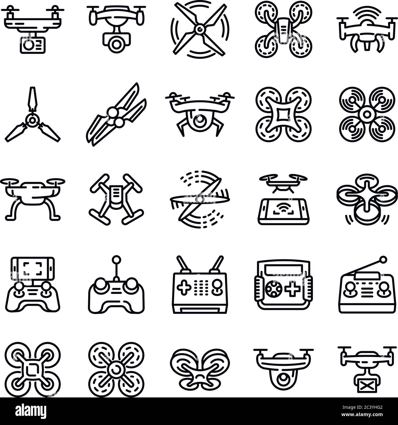 Drone Symbole gesetzt. Umrisse der Drohne Vector Icons für Web Design ...