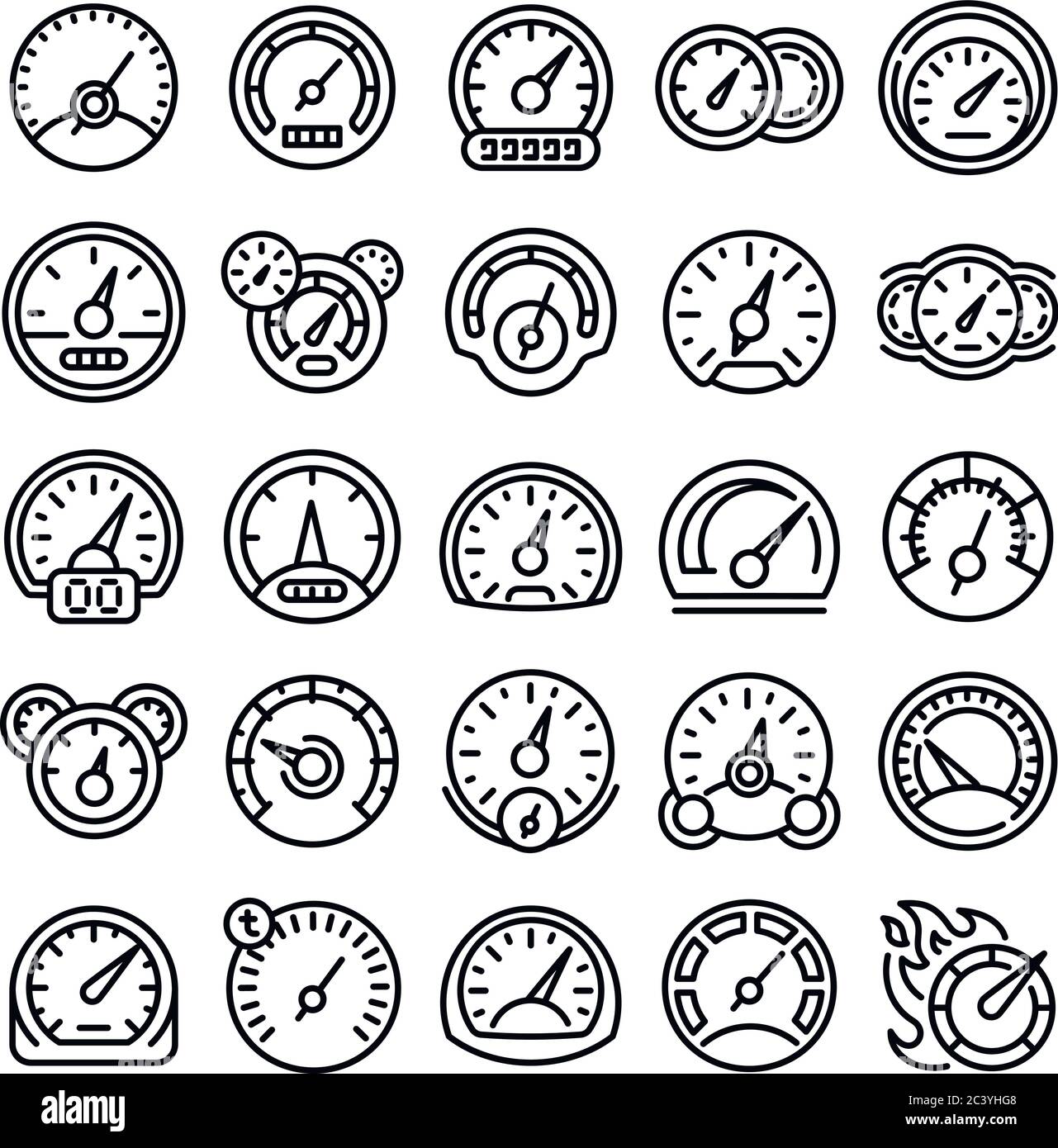 Tachosymbole eingestellt. Umrisse mit Tacho-Vektorsymbolen für Web ...