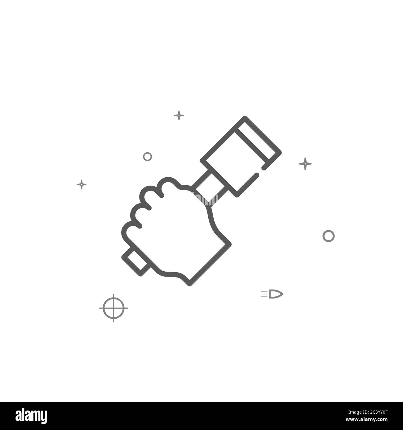 Hand mit einer Handgranate einfaches Vektor-Linie Symbol. Symbol ...
