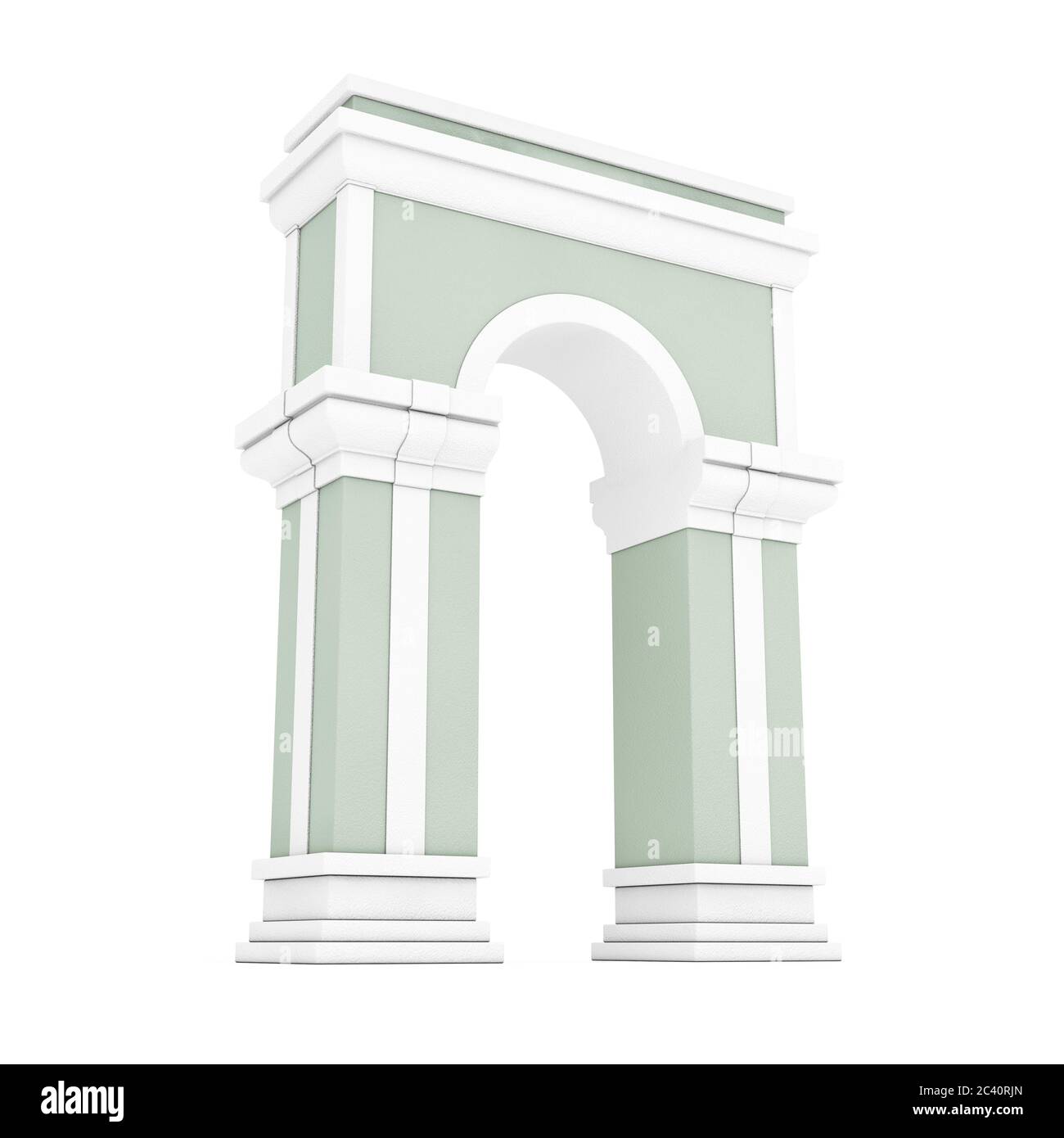 Klassischer Torbogen mit Säulen auf weißem Hintergrund. 3d-Rendering ...