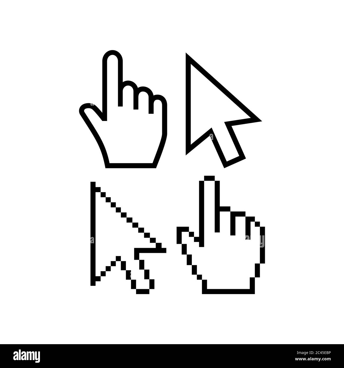 Vektorsymbole für den Mauszeiger. Symbol für Zeiger des Handcursors ...