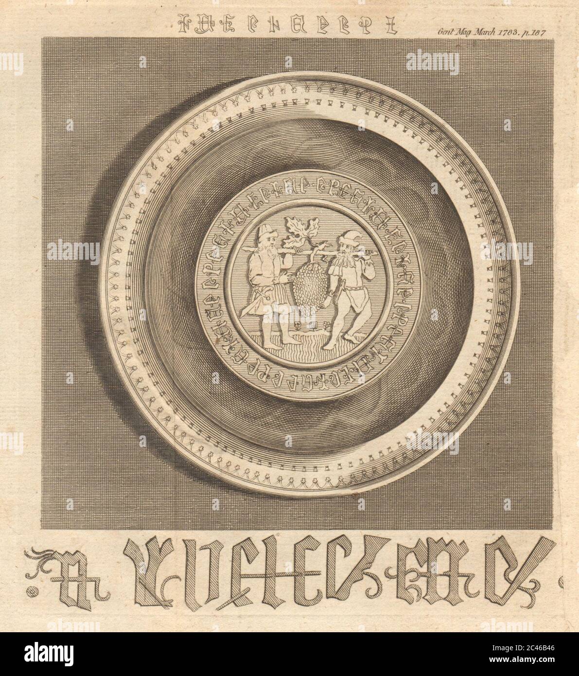 Altes Gericht oder offertory Becken, im Besitz von Richard Gough, Esq ...