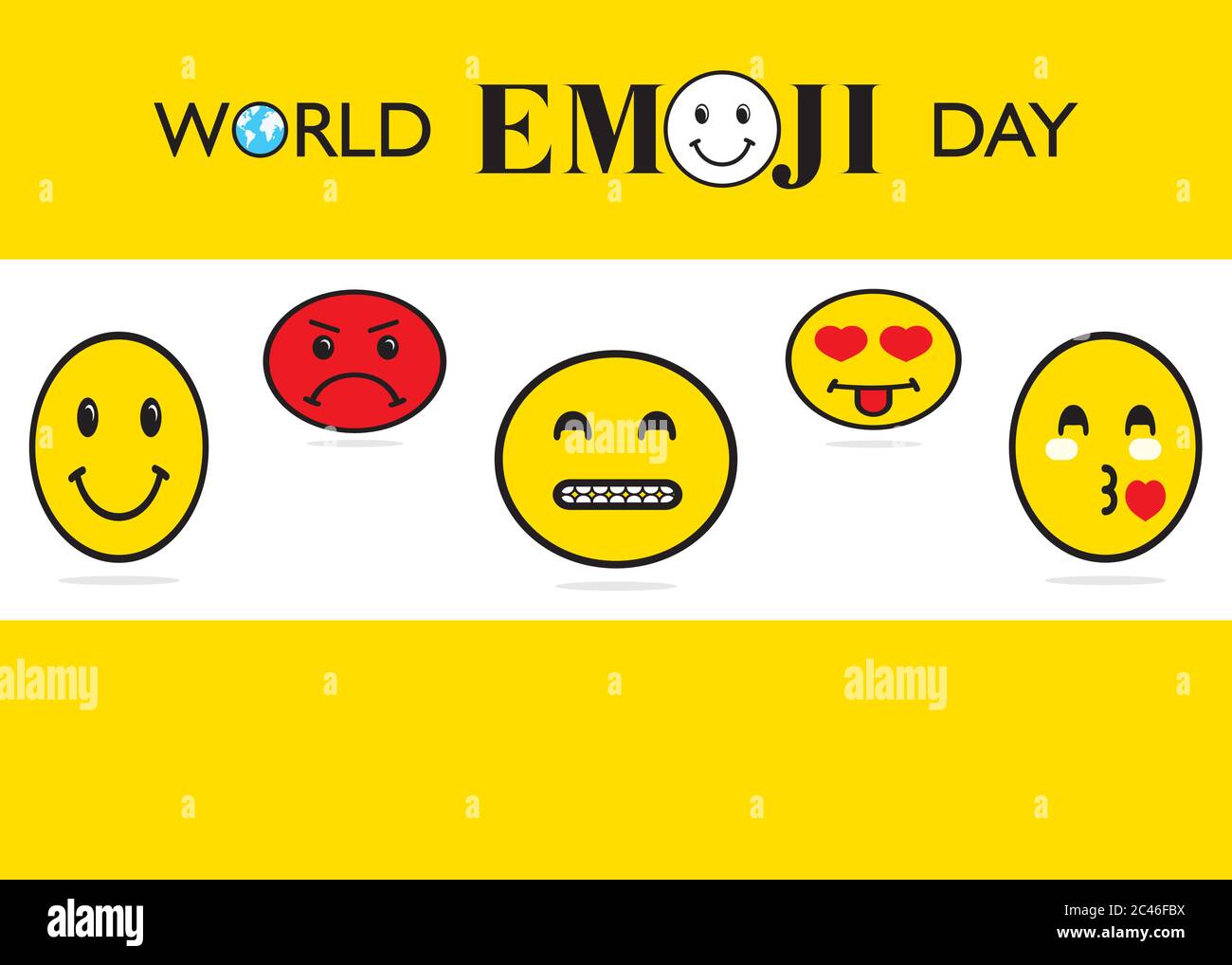 vektor-Illustration der Welt Emoji Tag Poster oder Grußkarte Design ...